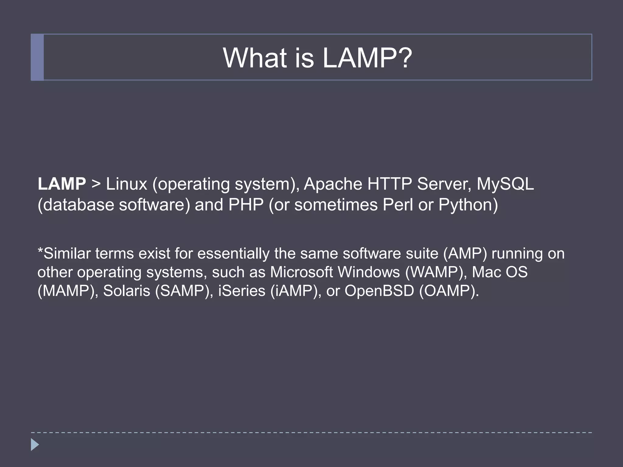 Lamp introduction in Fedora | PPTX | Programming Languages | Computing