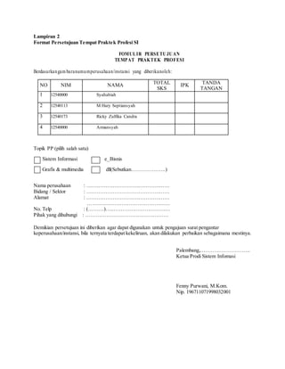 Lampiran 1 praktek_profesi_si | DOCX