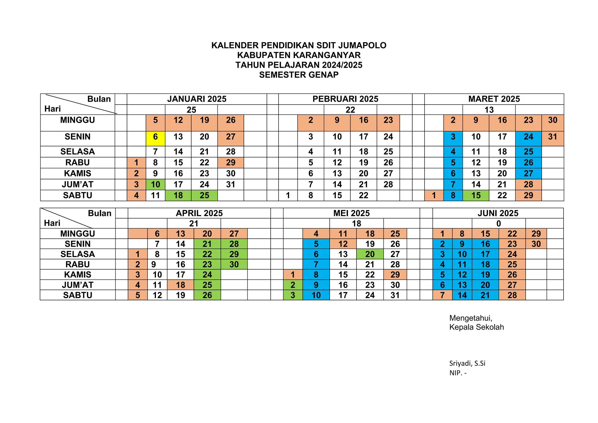 Kalender Pendidikan jenjang SD Tahun 2024 | PPT