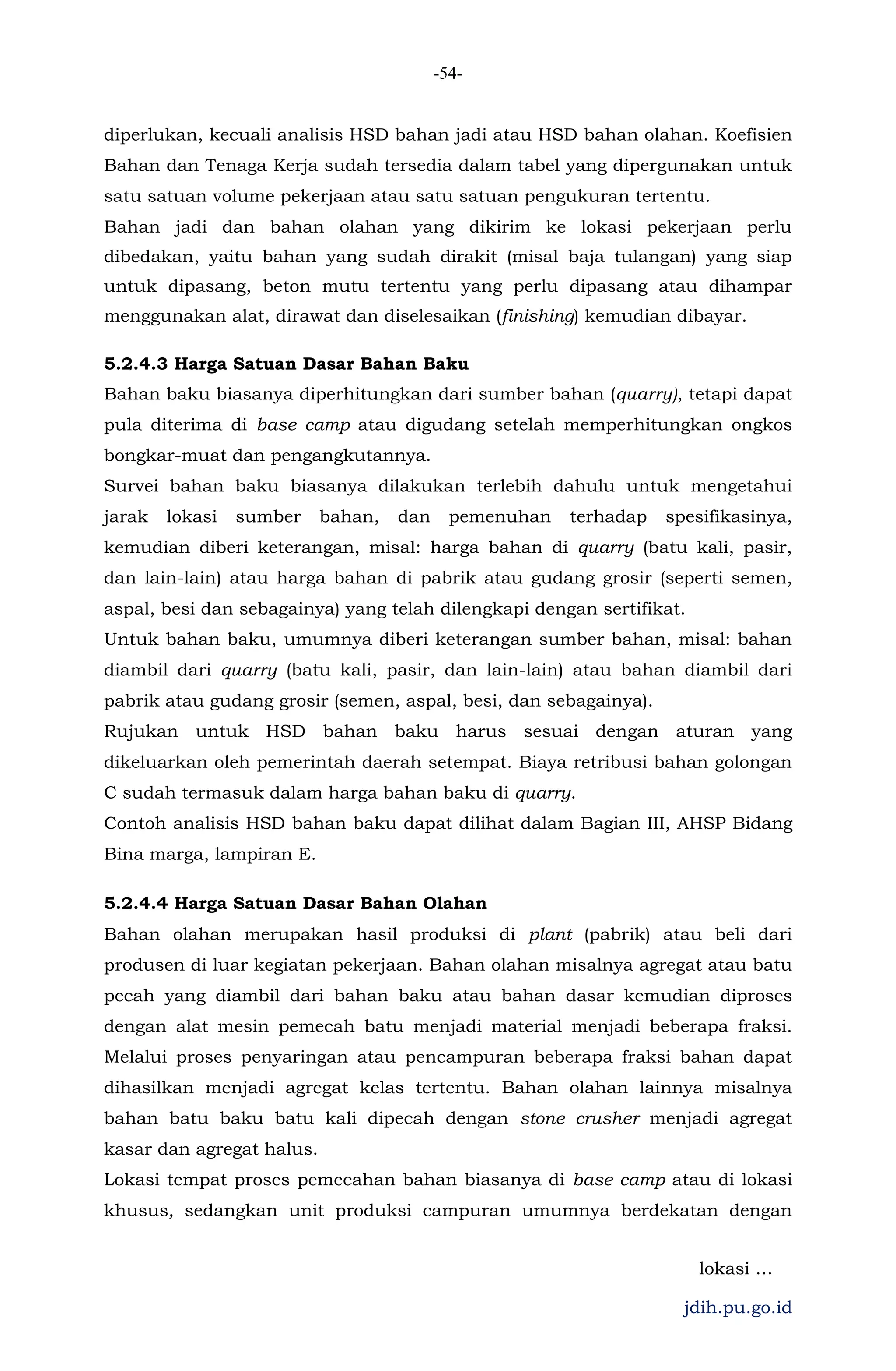 ANALISIS HARGA SATUAN PEKERJAAN (AHSP) | PDF