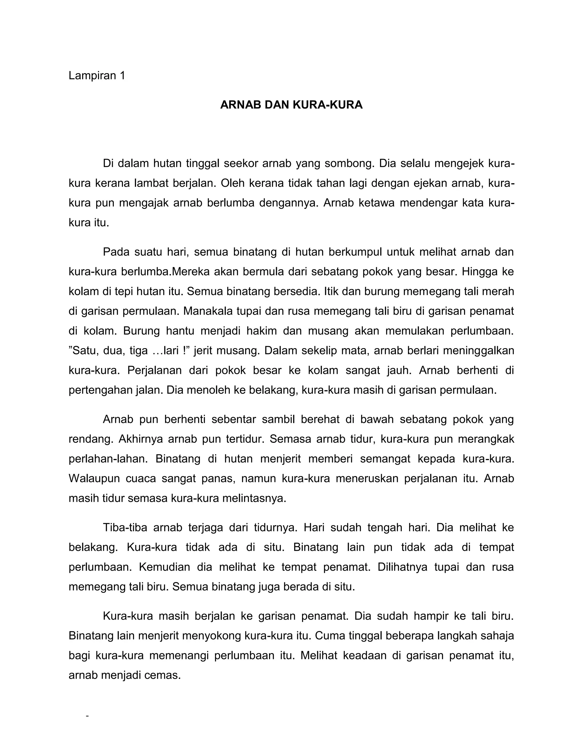 Lampiran cerita arnab n kura | DOCX