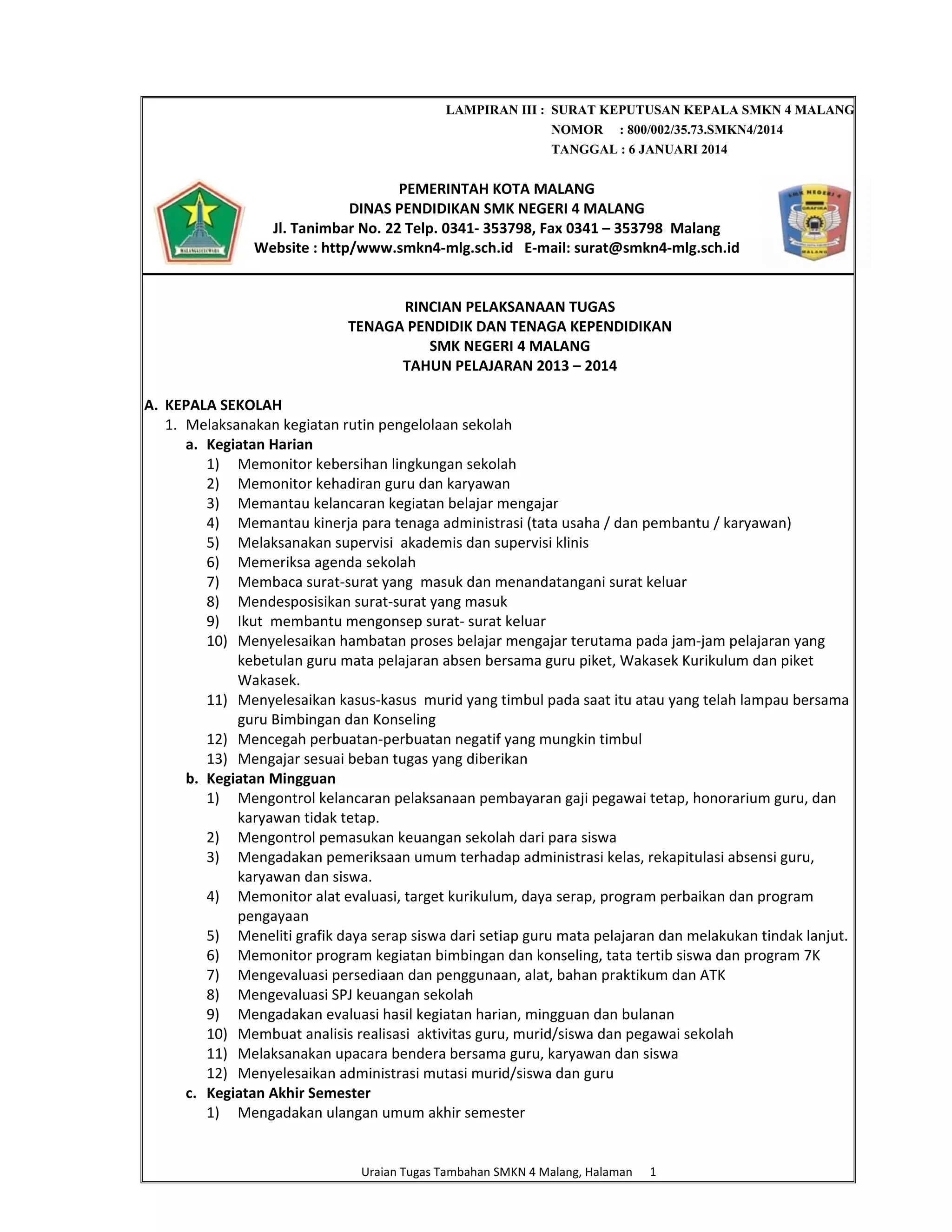 Lampiran iii uraian tugas | PDF