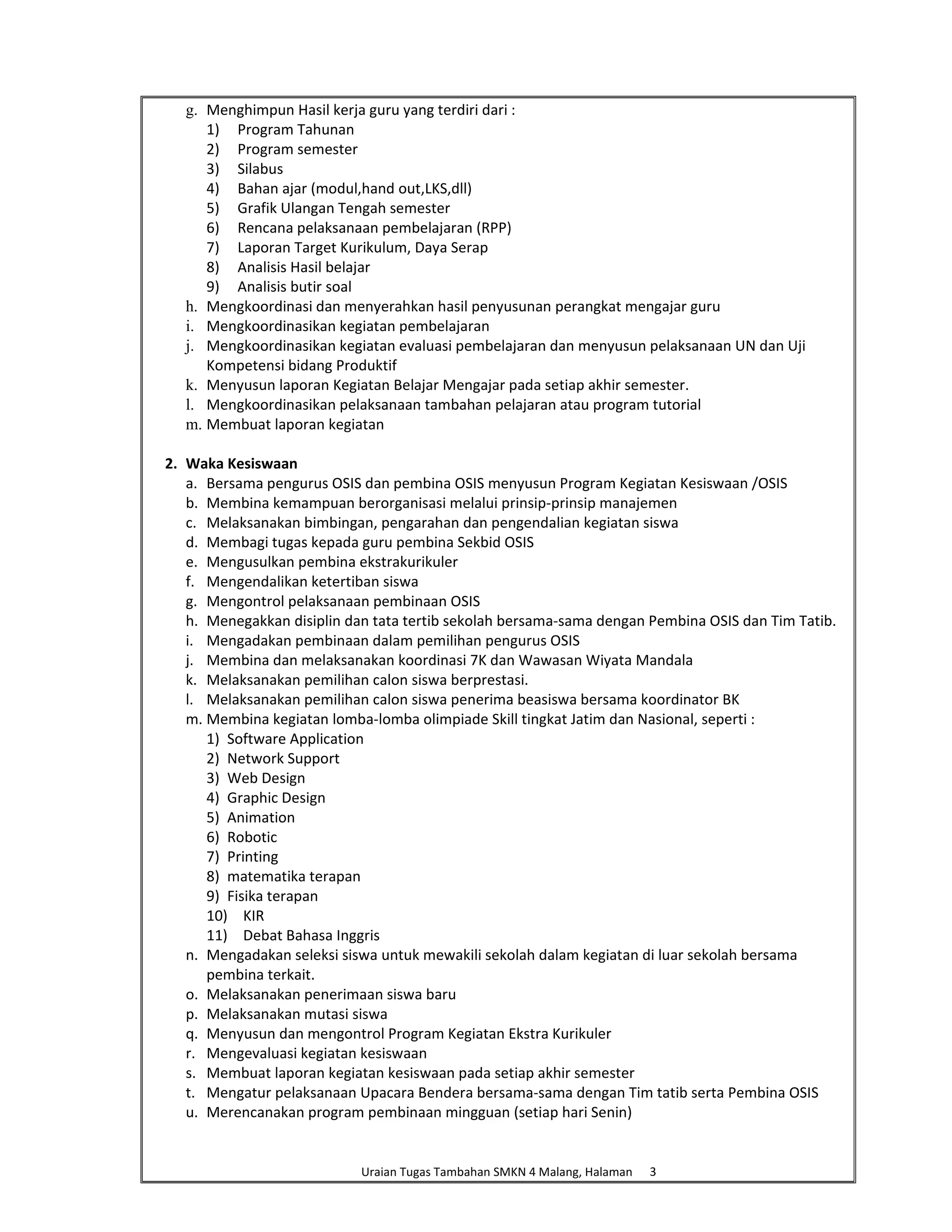 Lampiran iii uraian tugas | PDF
