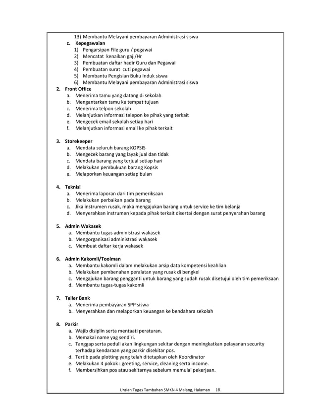 Lampiran iii uraian tugas | PDF