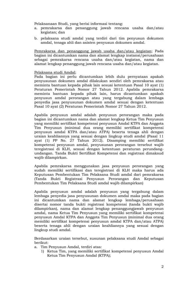 Lampiran I PerMen LH No 16 Tahun 2012 Pedoman Penyusunan Kerangka Acuan ...