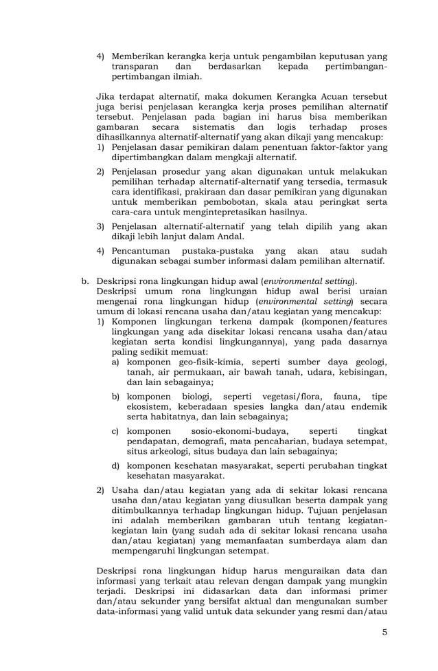 Lampiran I PerMen LH No 16 Tahun 2012 Pedoman Penyusunan Kerangka Acuan ...