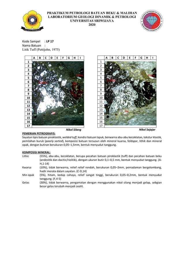 Analis Petrografi batuan sedimen, batuan beku, dan batuan Piroklastik ...