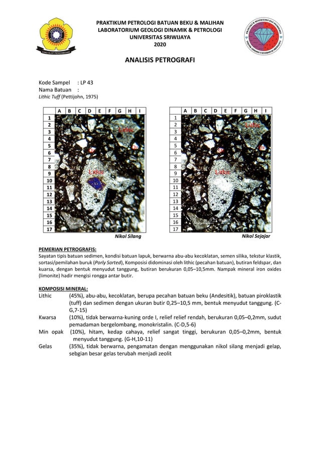 Analis Petrografi batuan sedimen, batuan beku, dan batuan Piroklastik ...