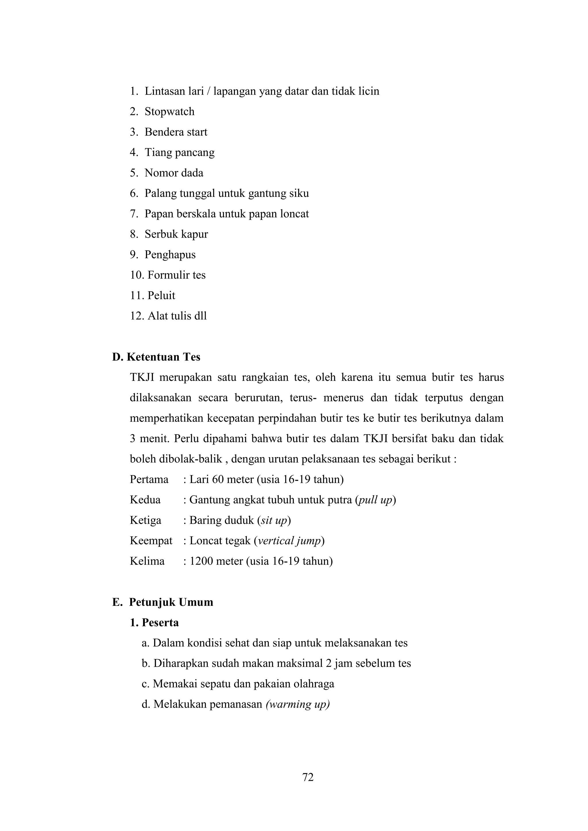 Lampiran tes kesegaran jasmani indonesia (2) | PDF