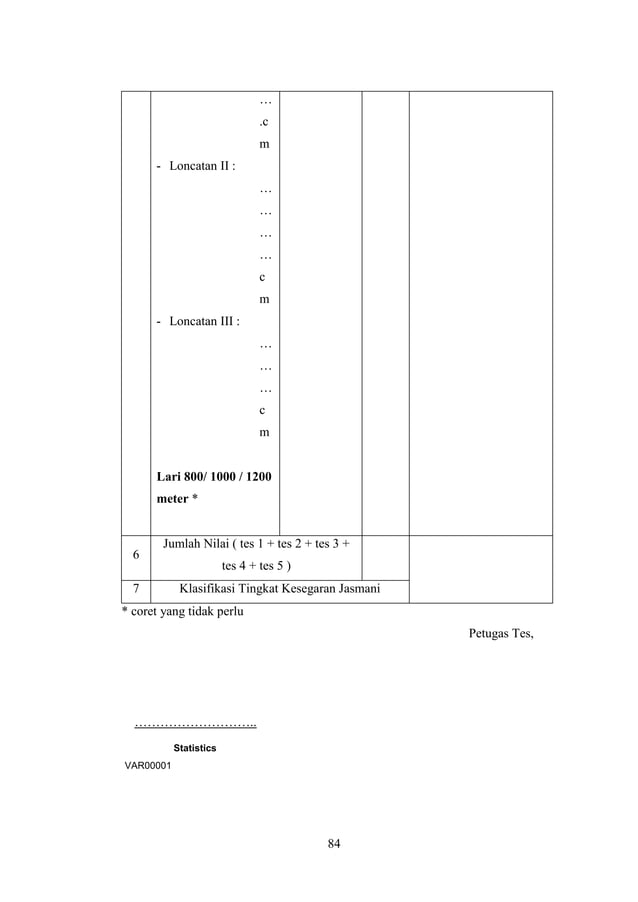 Lampiran tes kesegaran jasmani indonesia (2) | PDF