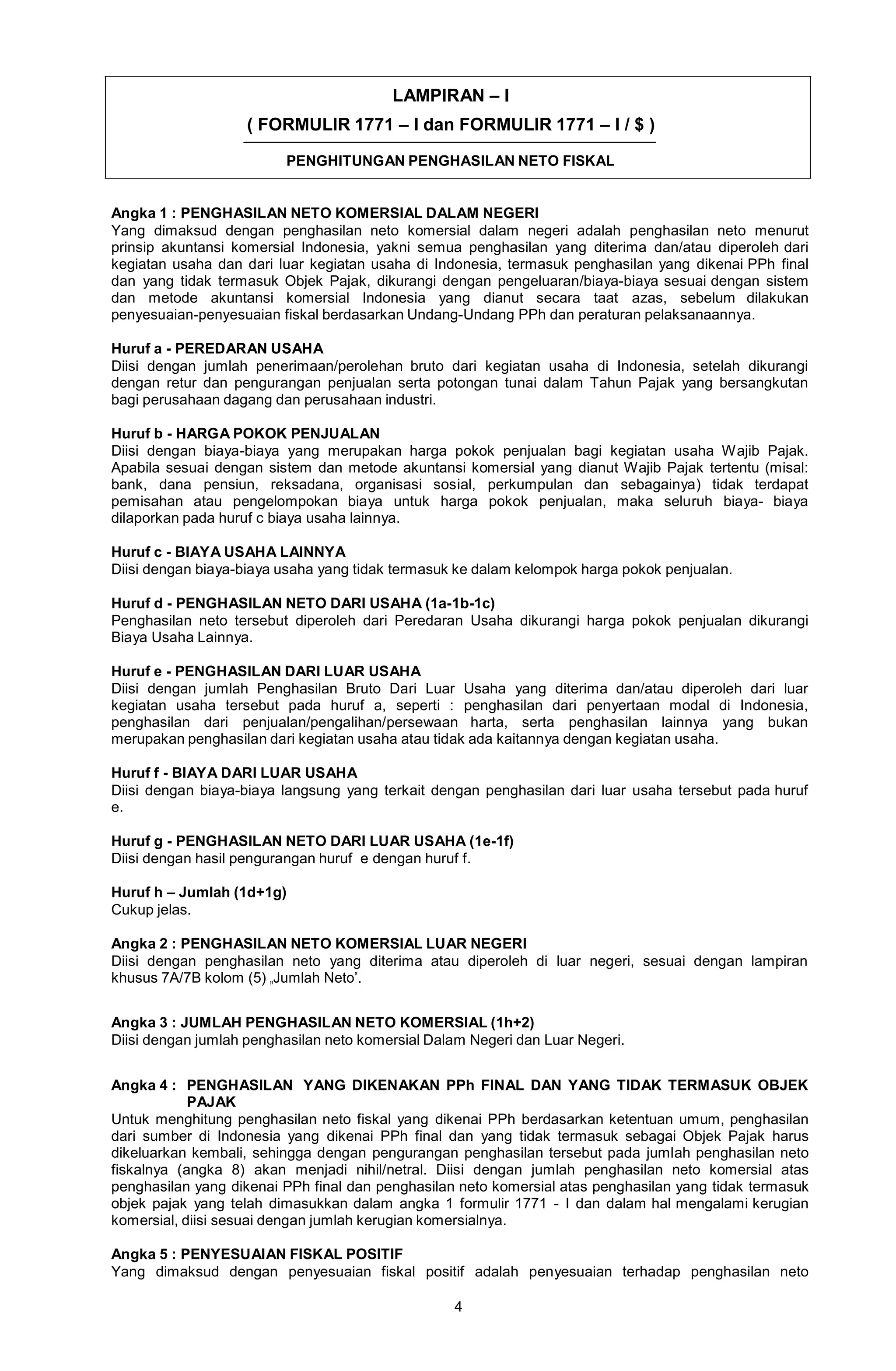 Lampiran viii petunjuk pengisian 1771 | PDF