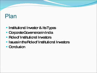 Role of Institutional Investors in Corporate Governance | PPT