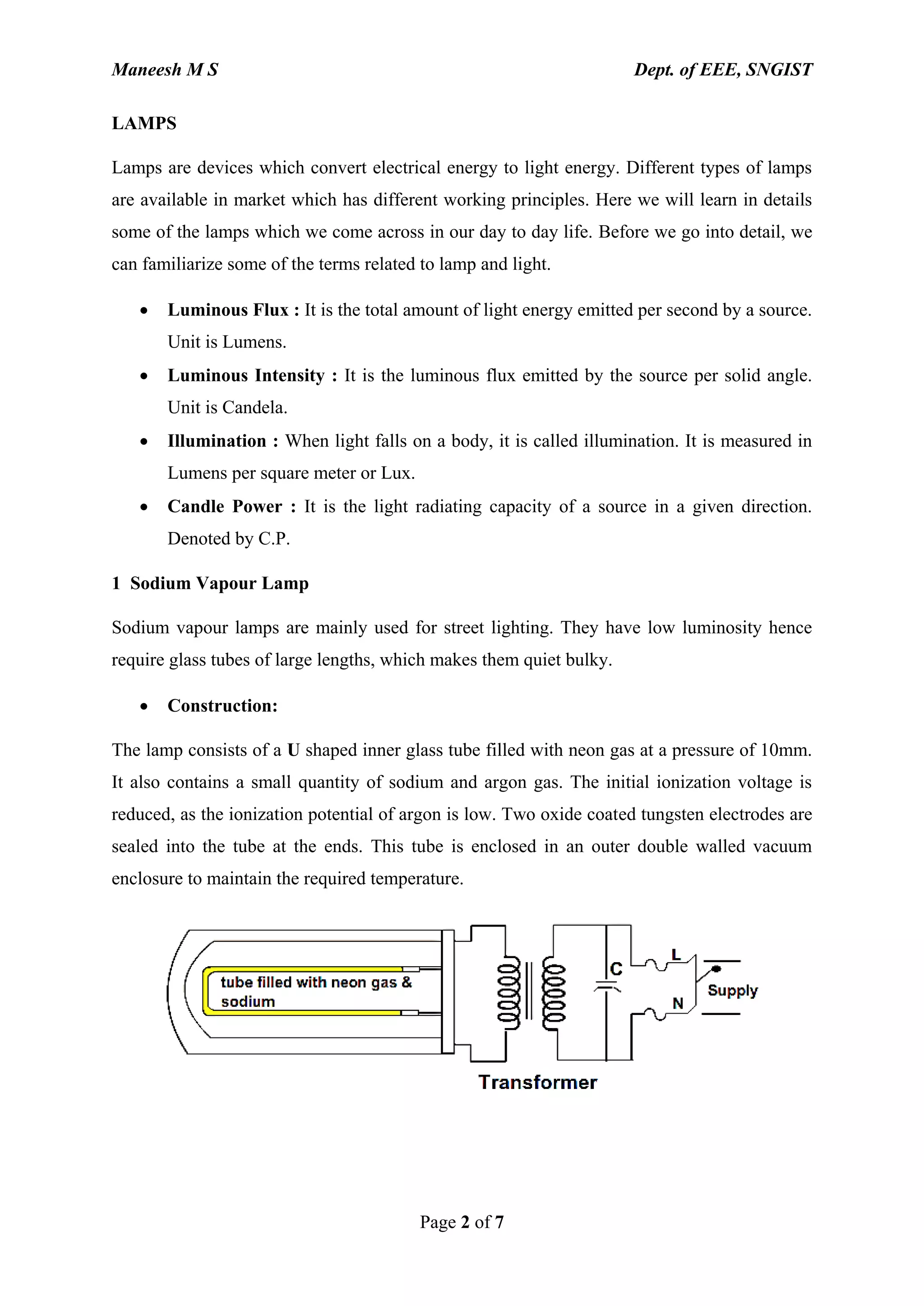 Electric Lamps | PDF