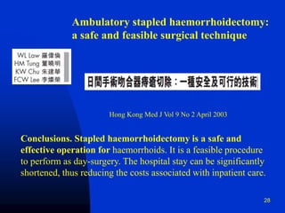 La mucoprolassectomia sec. longo in day surgery | PPT