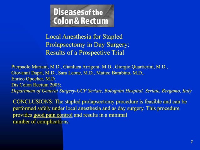 La mucoprolassectomia sec. longo in day surgery | PPT