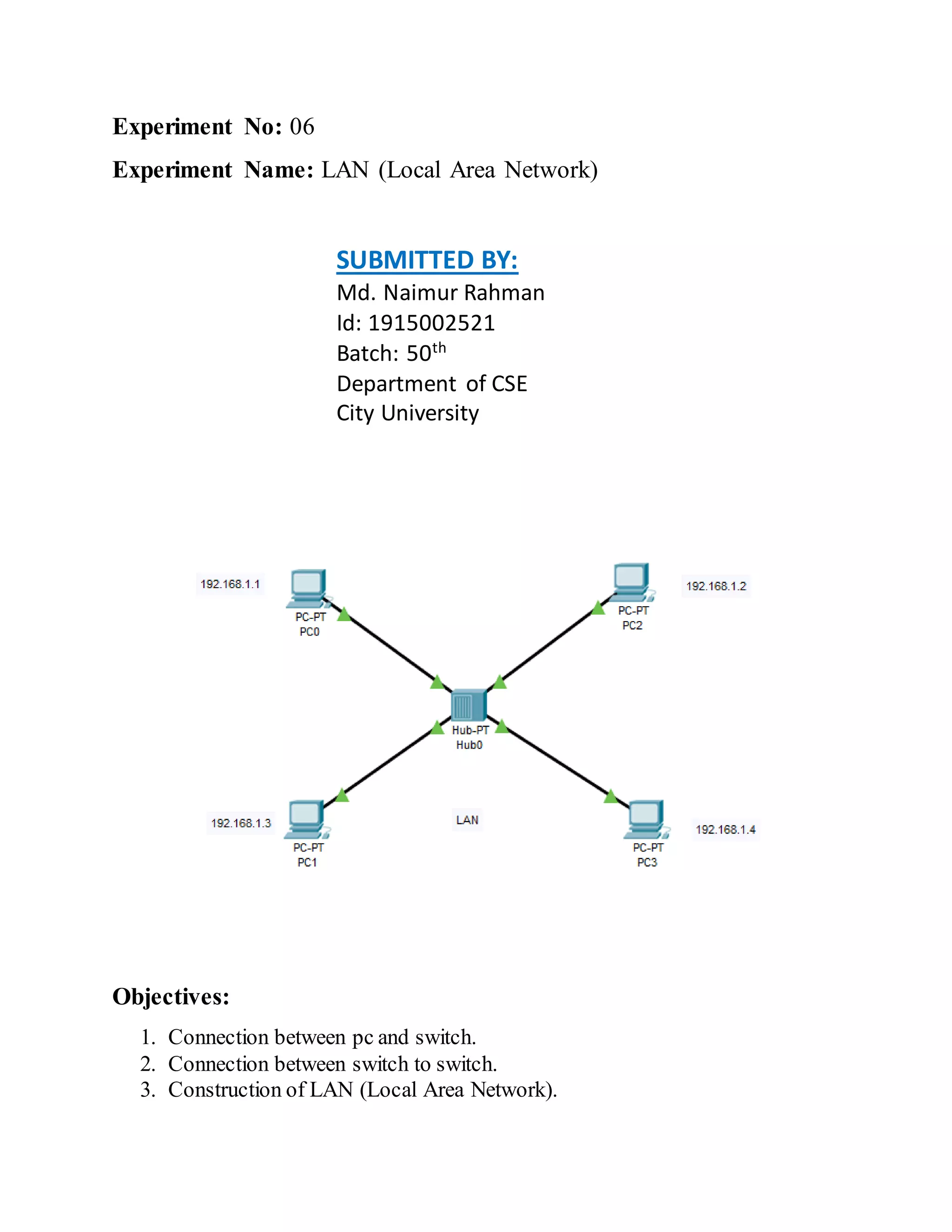 LAN Design in Cisco Packer Tracer | DOCX