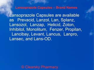 Lan (Lansoprazole Capsules) | ODP | Digestive Disorders | Diseases and ...