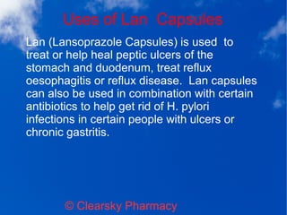Lan (Lansoprazole Capsules) | ODP | Digestive Disorders | Diseases and ...