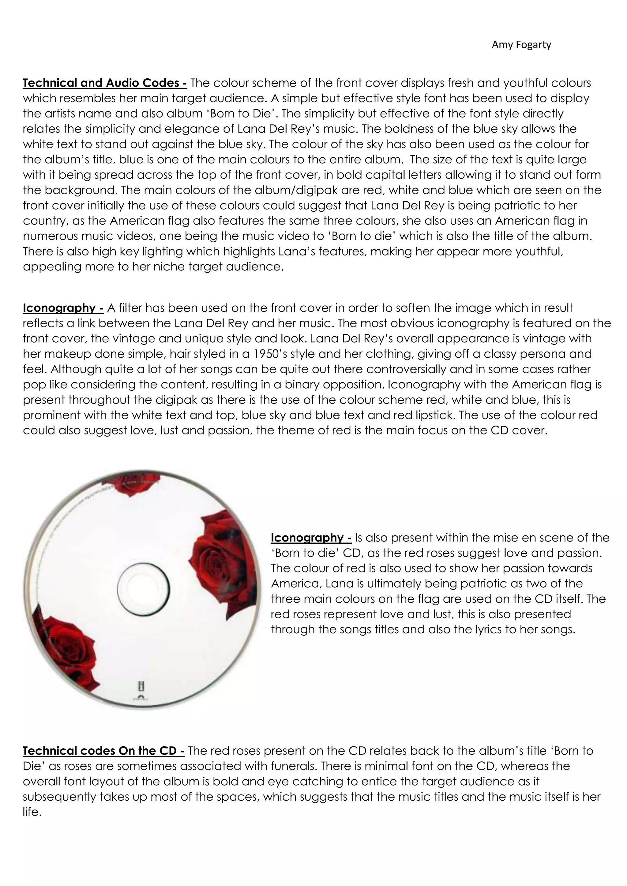 Lana Del Rey Digipak Analysis | PDF