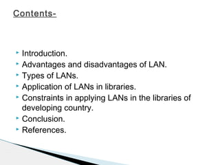 Lan application in libraries... | ODP