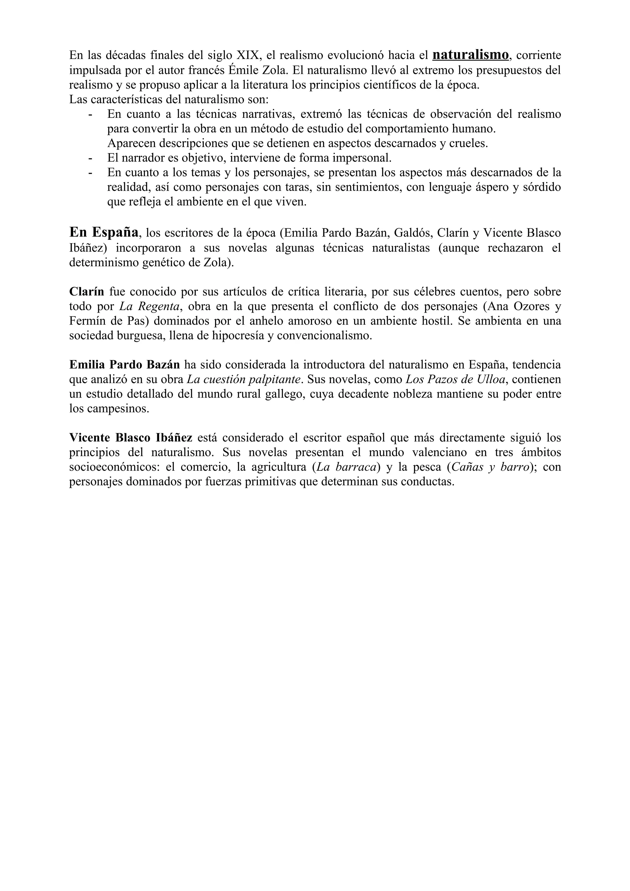 La narrativa realista y naturalista | DOC