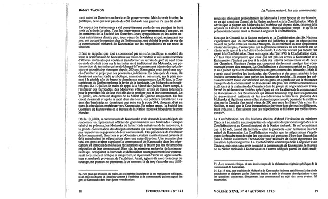 La nation mohawk brève histoire robert vachon | PDF