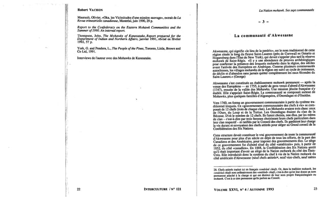 La nation mohawk brève histoire robert vachon | PDF