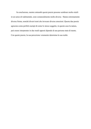La Natura Di Poesia Un Paragone Tra Due Poesie | PDF