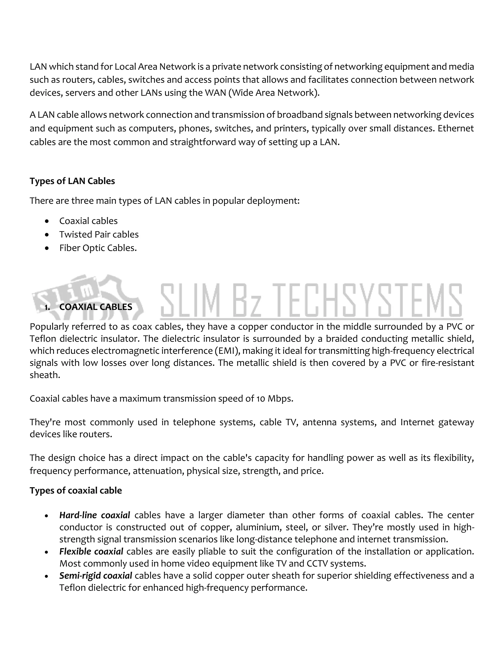 LAN CABLES - A comparative understanding of types of Cable for Local ...