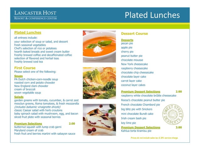 Lancaster Host Banquet Menus | PPT