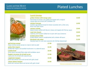 Lancaster Host Banquet Menus | PDF