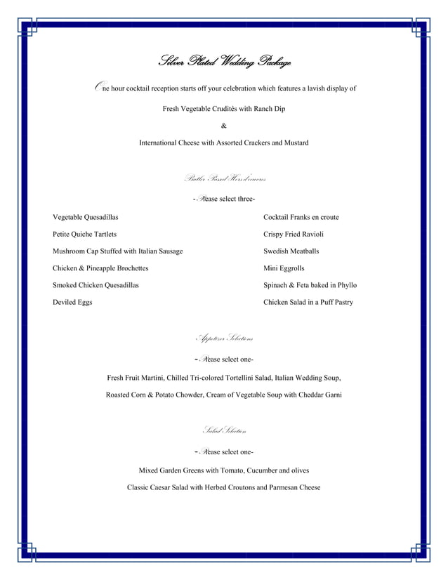 Lancaster Host Wedding Menus | PDF | Desserts and Baking | Food & Drink