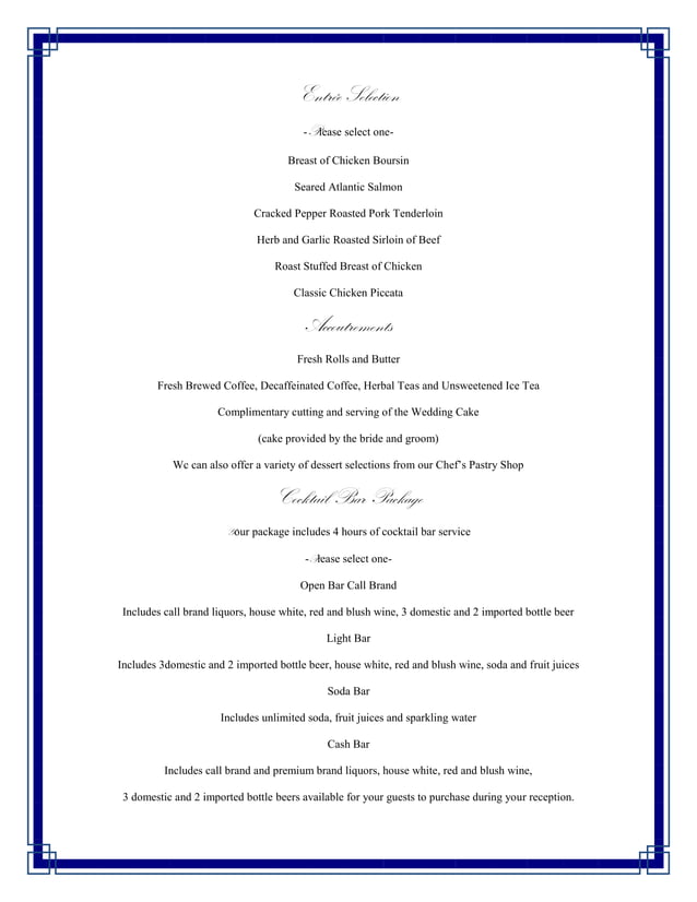 Lancaster Host Wedding Menus | PDF | Desserts and Baking | Food & Drink