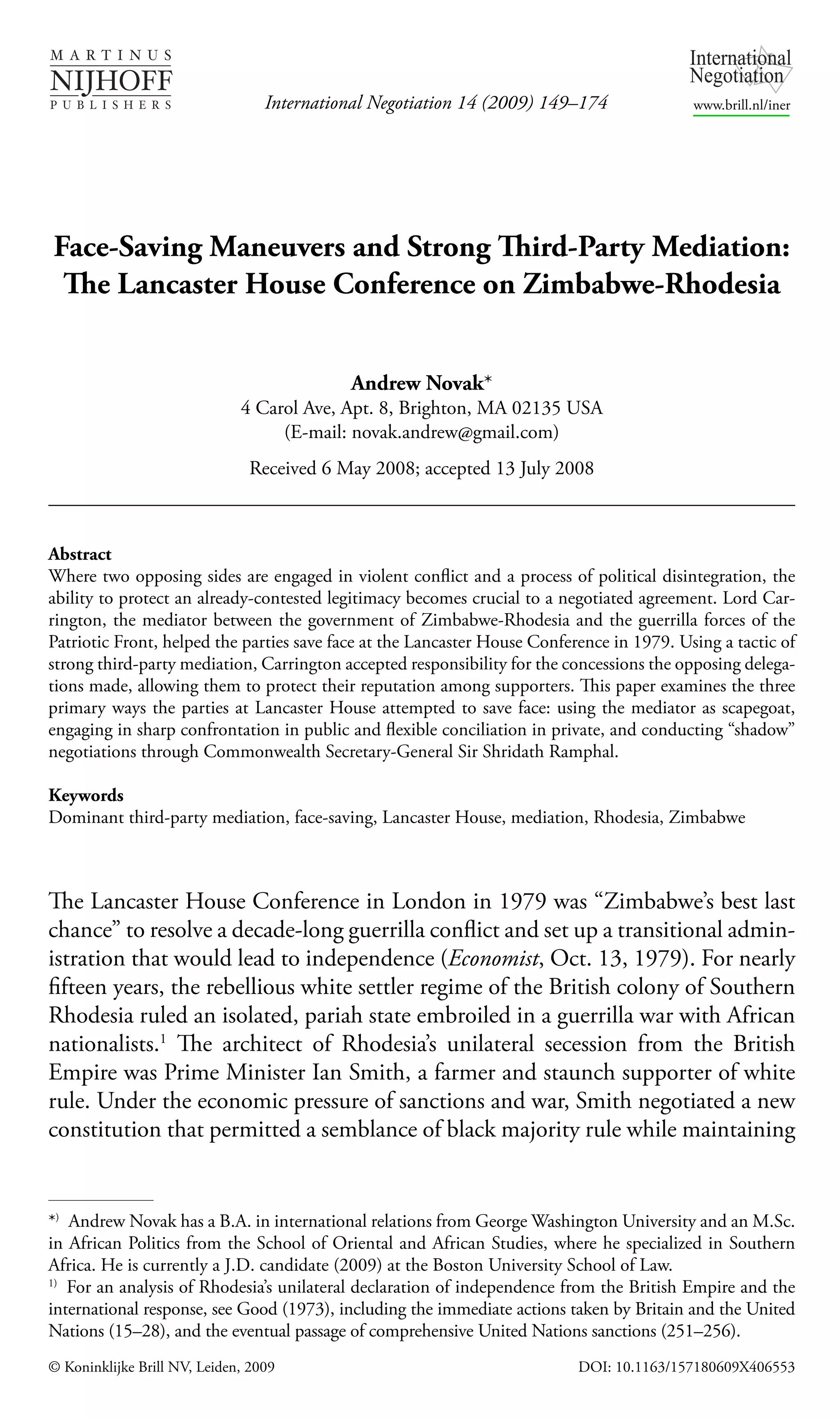 Lancaster House Conference on Rhodesia/Zimbabwe | PDF