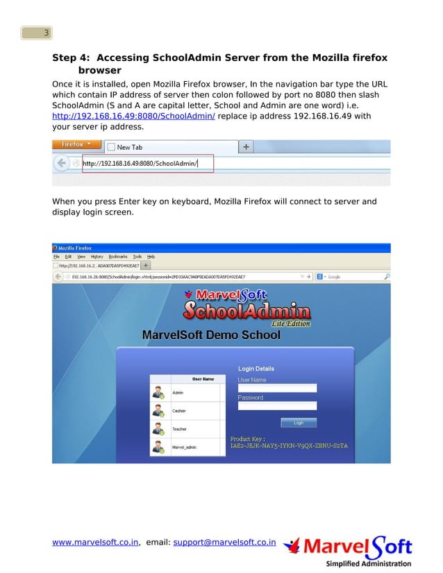 MarvelSoft SchoolAdmin Offline LAN Access Setup Guide | PDF