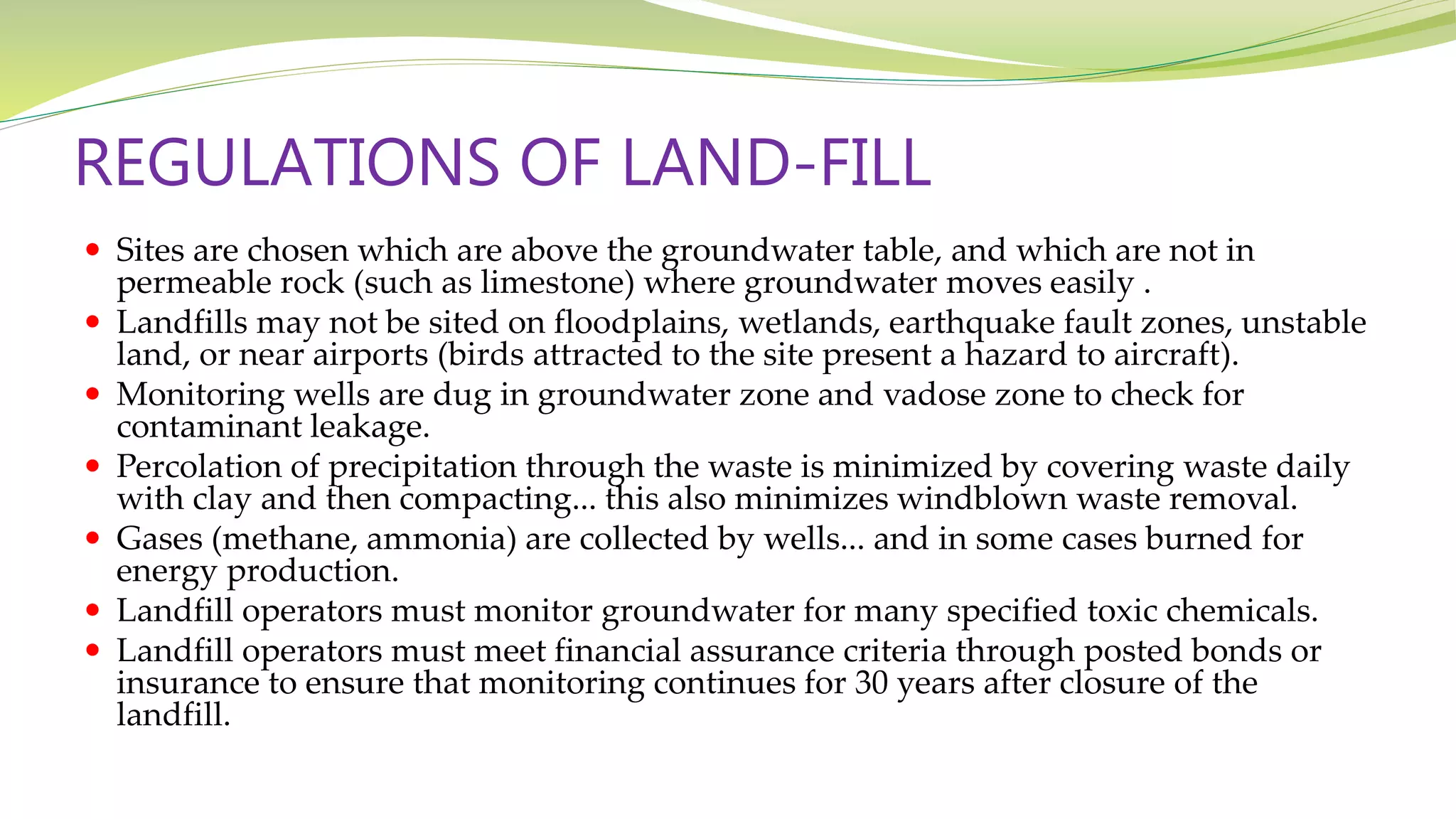 Land fills and leachate treatment | PPTX