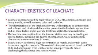 Land fills and leachate treatment | PPTX