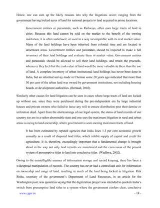 Land reform and housing in India Report | PDF
