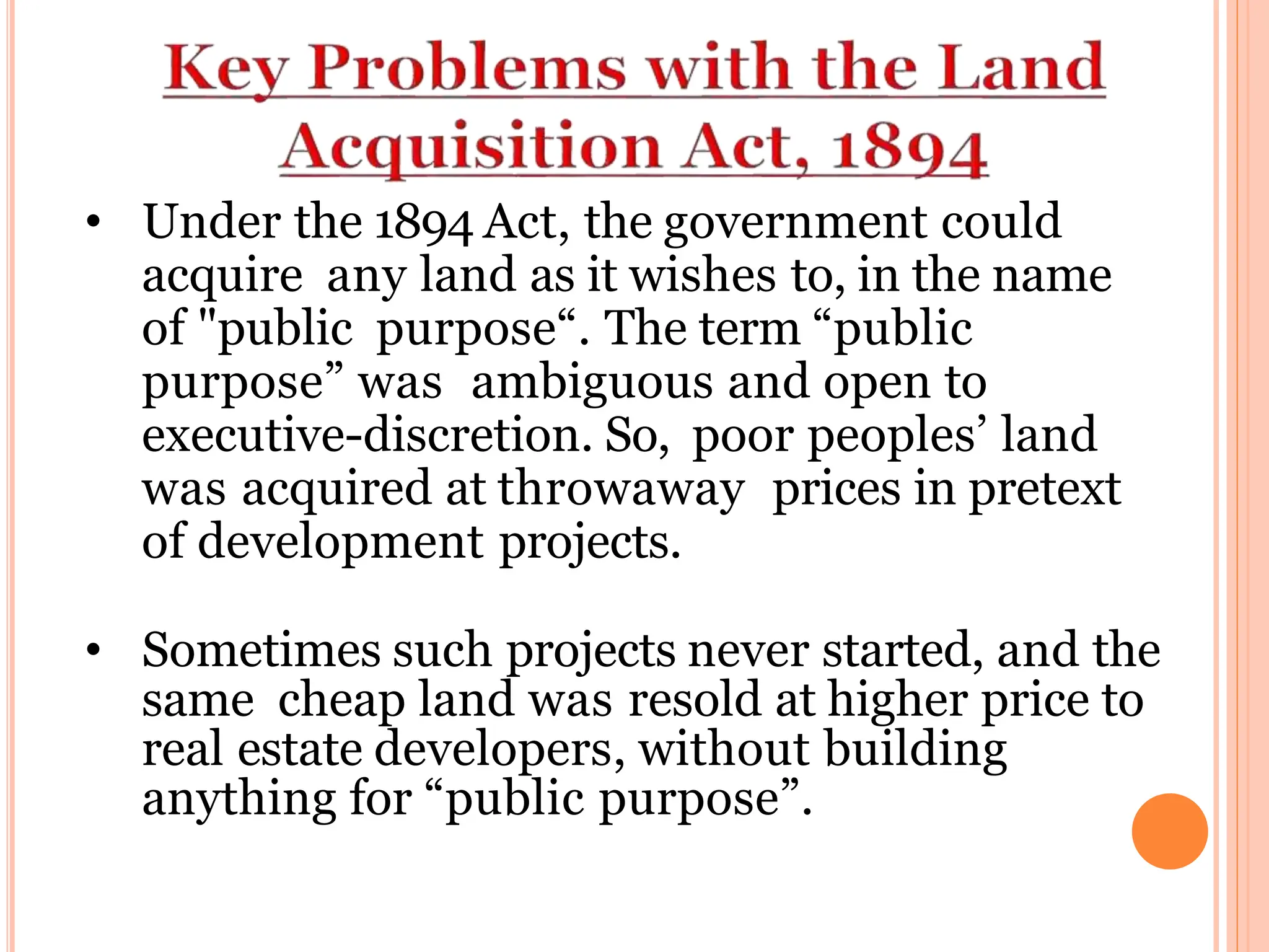 Land Acquisition, Rehabilitation And Resettlement Act 2013 | PPT