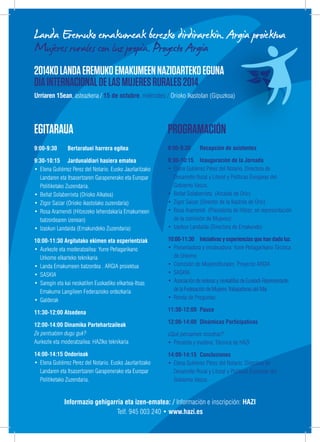 Egitaraura: 2014 Landa Eremuko Emakuneen Nazioarteko Eguna | PDF