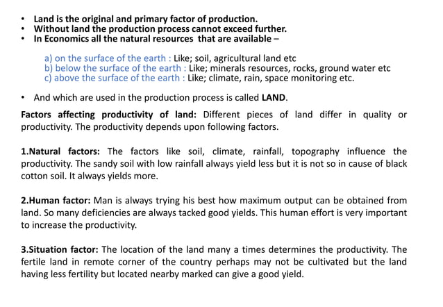 Land as a factor of production | PPT