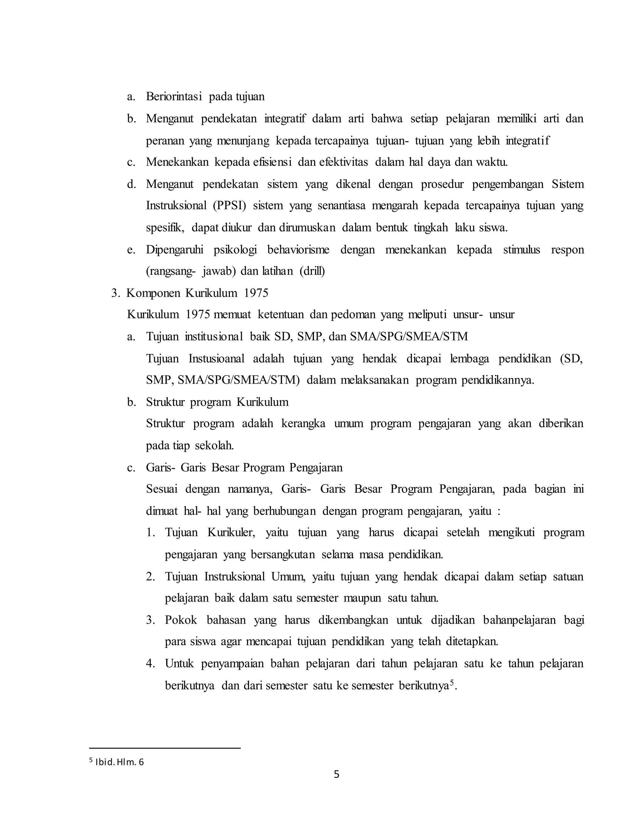 Landasan filosofis dan karakteristik kurikulum 1975 yasir | DOCX