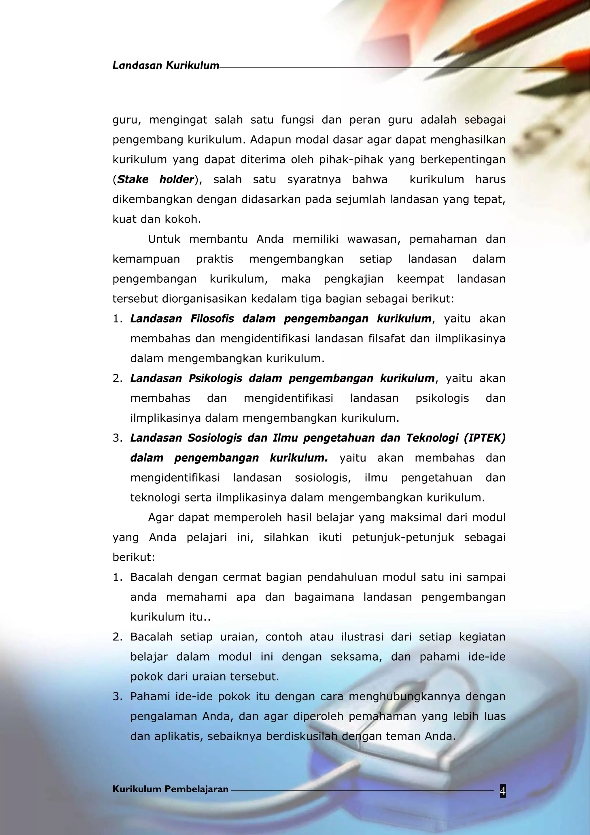 Landasan pengembangan kurikulum drs. dadang sukirman, m.pd. | PDF