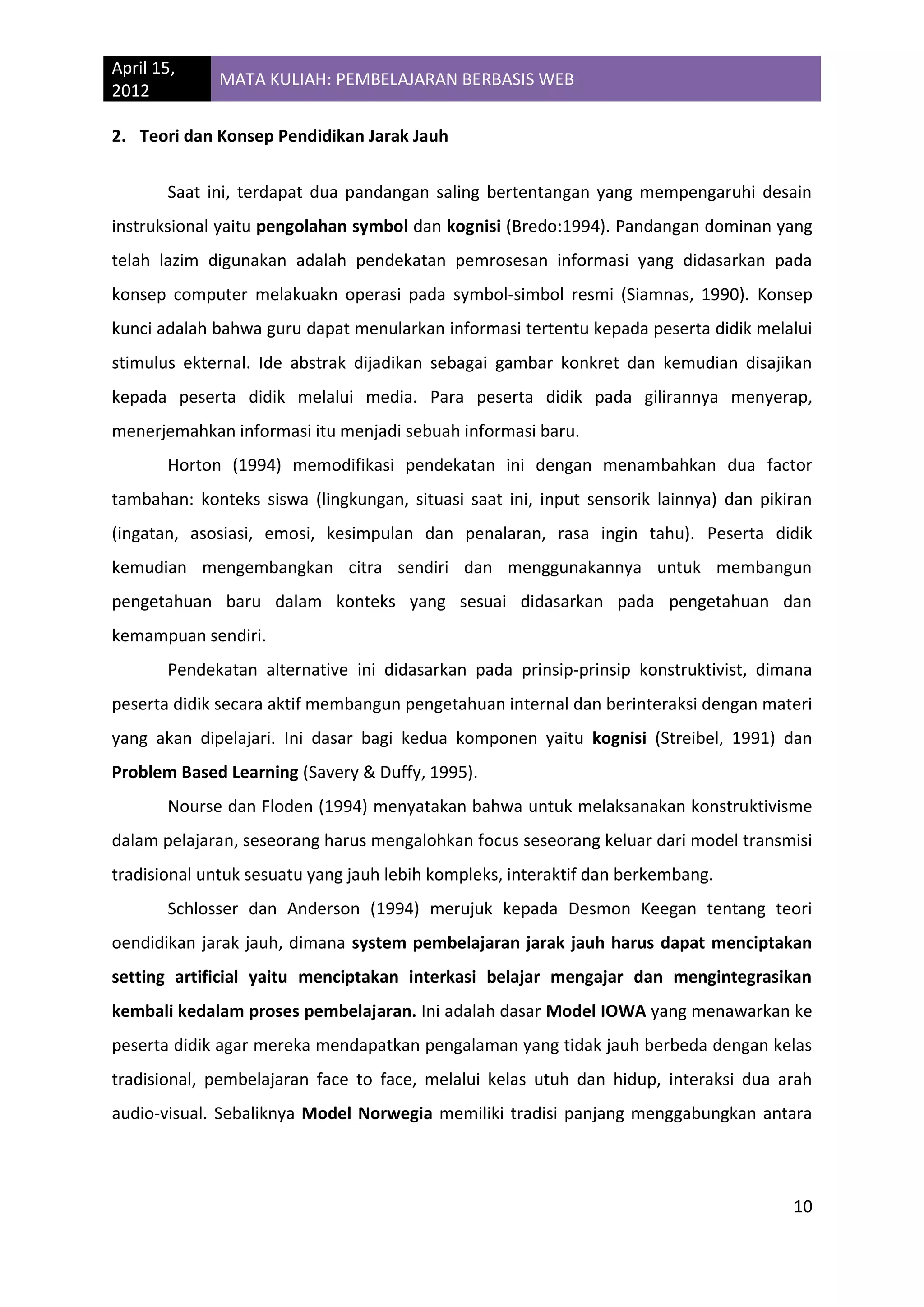 Landasan Teori Pembelajaran Berbasis Web | PDF