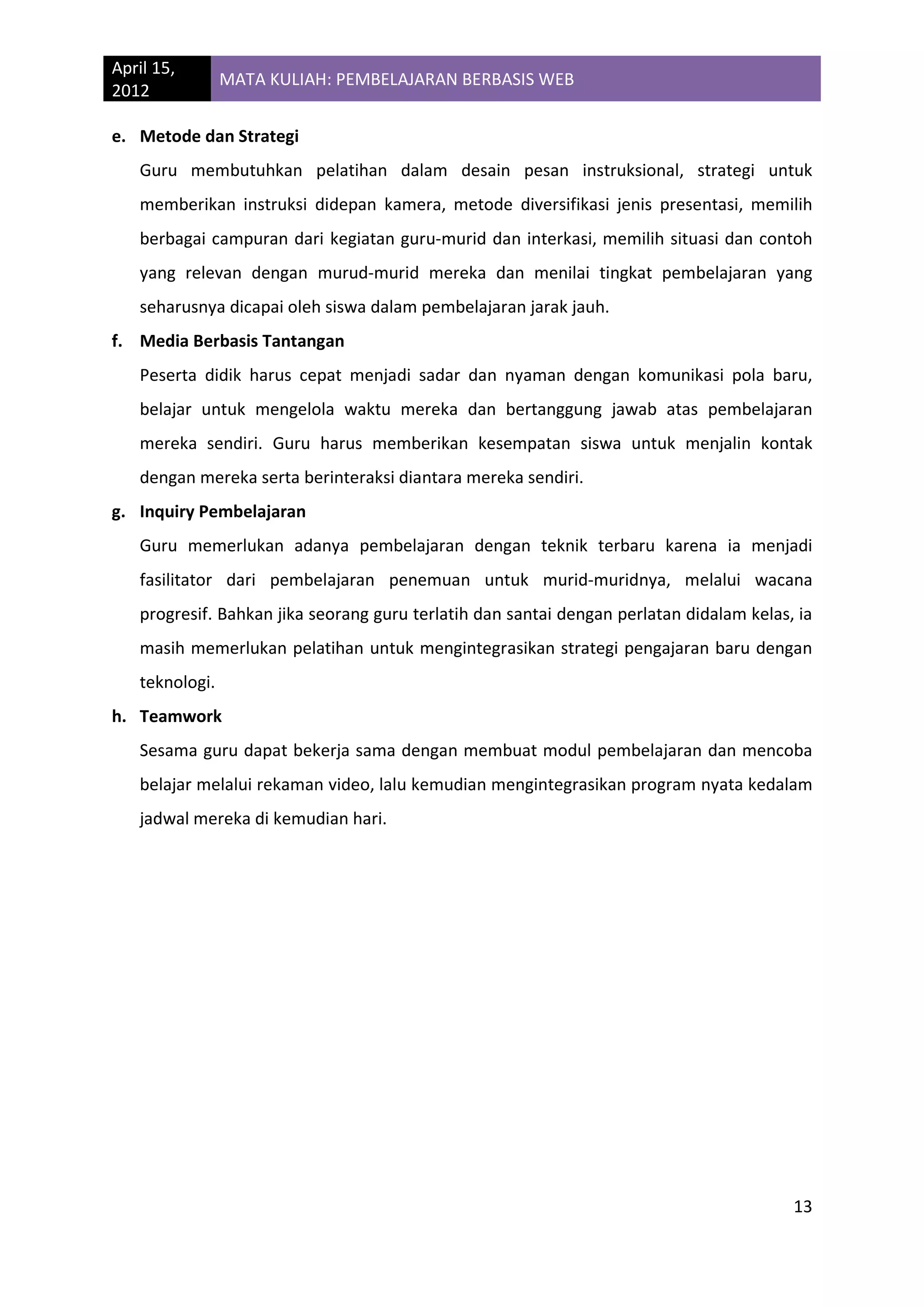 Landasan Teori Pembelajaran Berbasis Web | PDF