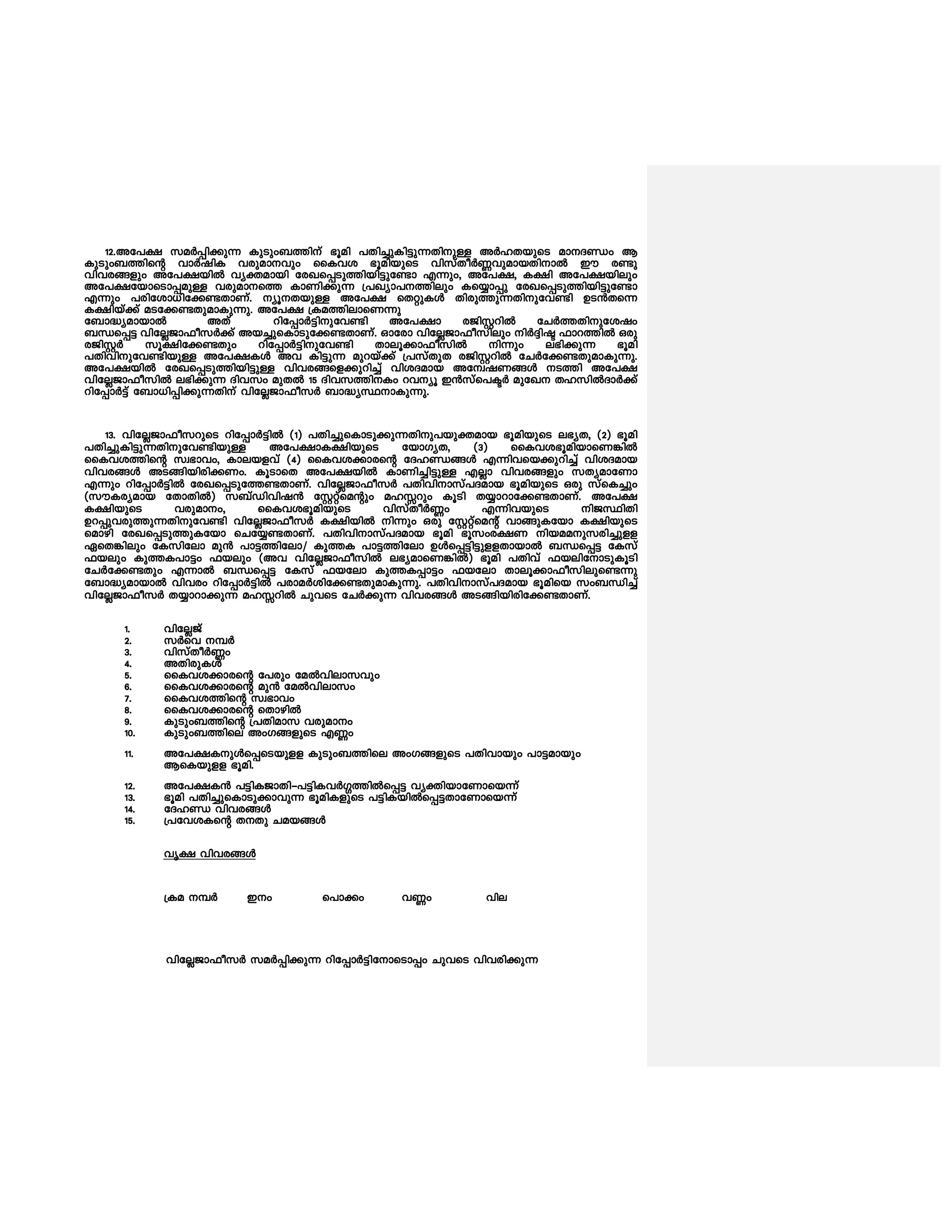 Kerala Land Assignment procedures -Bhoomi pathivu nadapadikal -Note ...