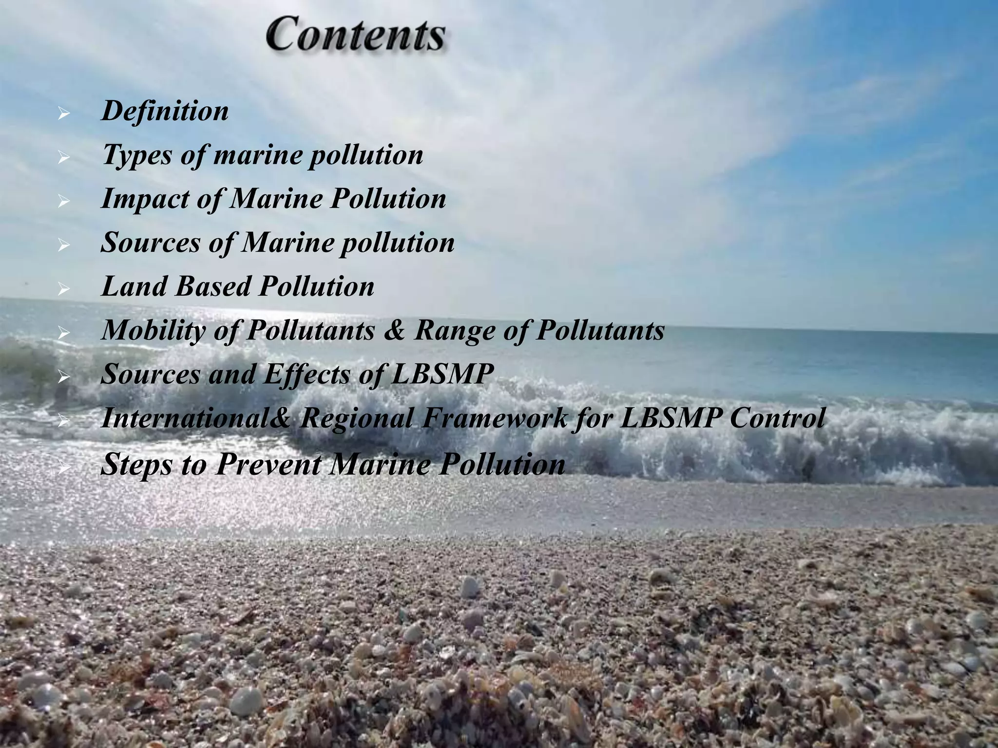 Land based sources of marine pollution | PPTX
