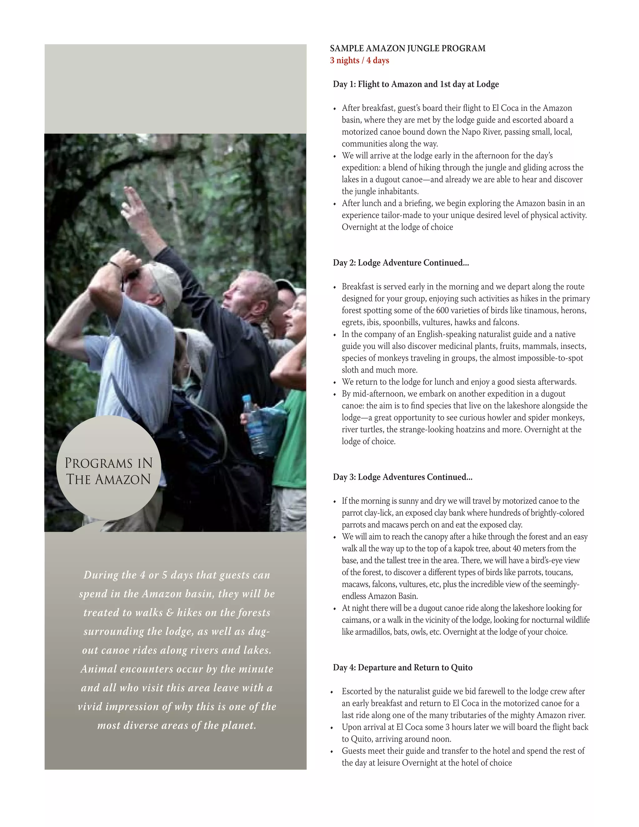 Mainland Ecuador Tours Brochure | PDF