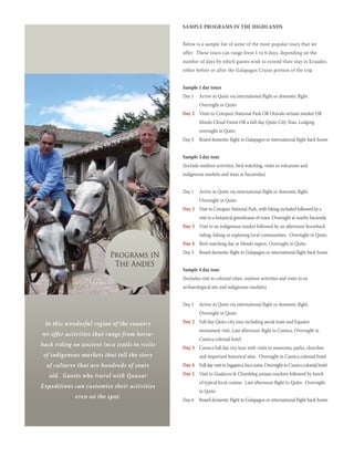Mainland Ecuador Tours Brochure | PDF