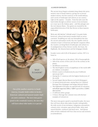 Mainland Ecuador Tours Brochure | PDF